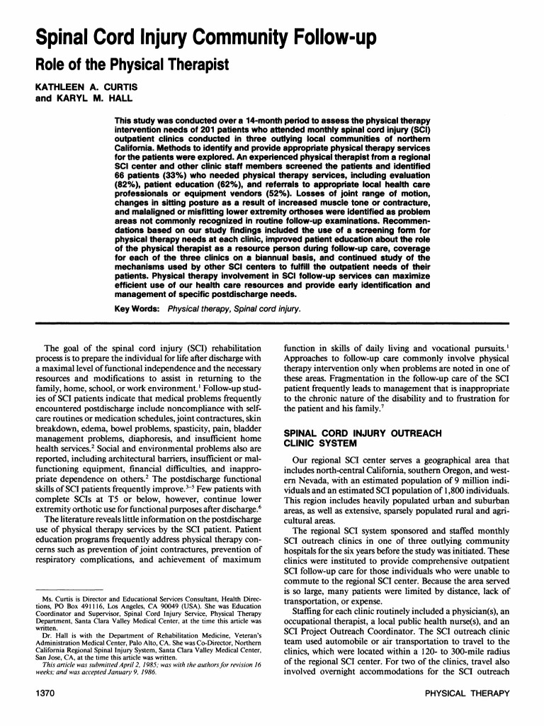 Spinal Cord Injury | PDF | Physical Therapy | Spinal Cord Injury