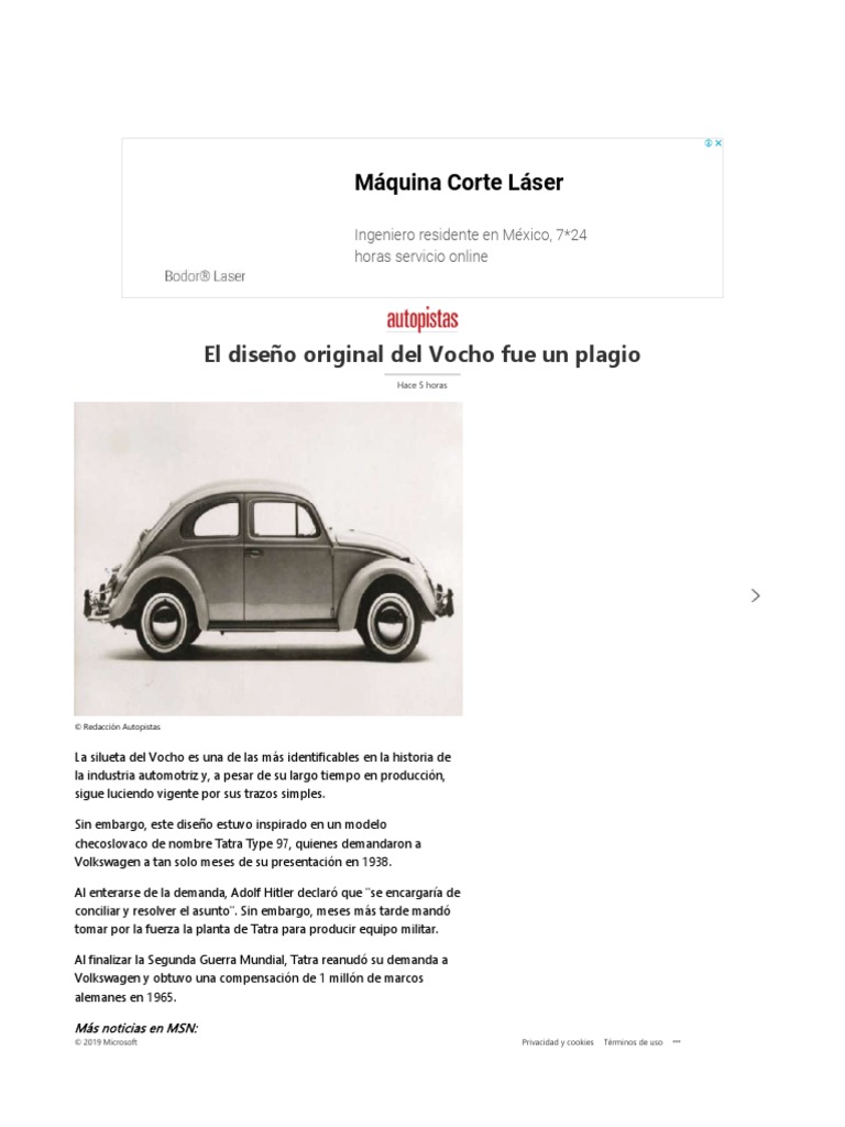 El Diseño Original Del Vocho Fue Un Plagio