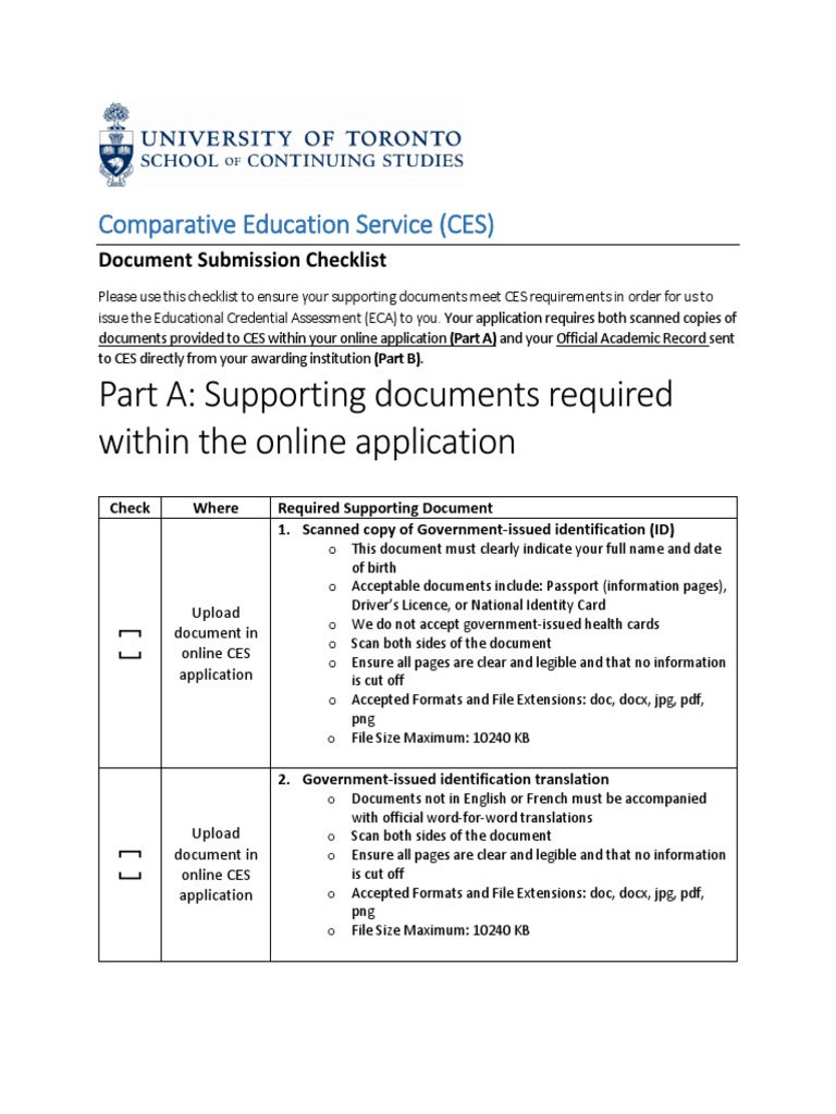 CES DocumentChecklist04032019 | PDF | Identity Document | File Format