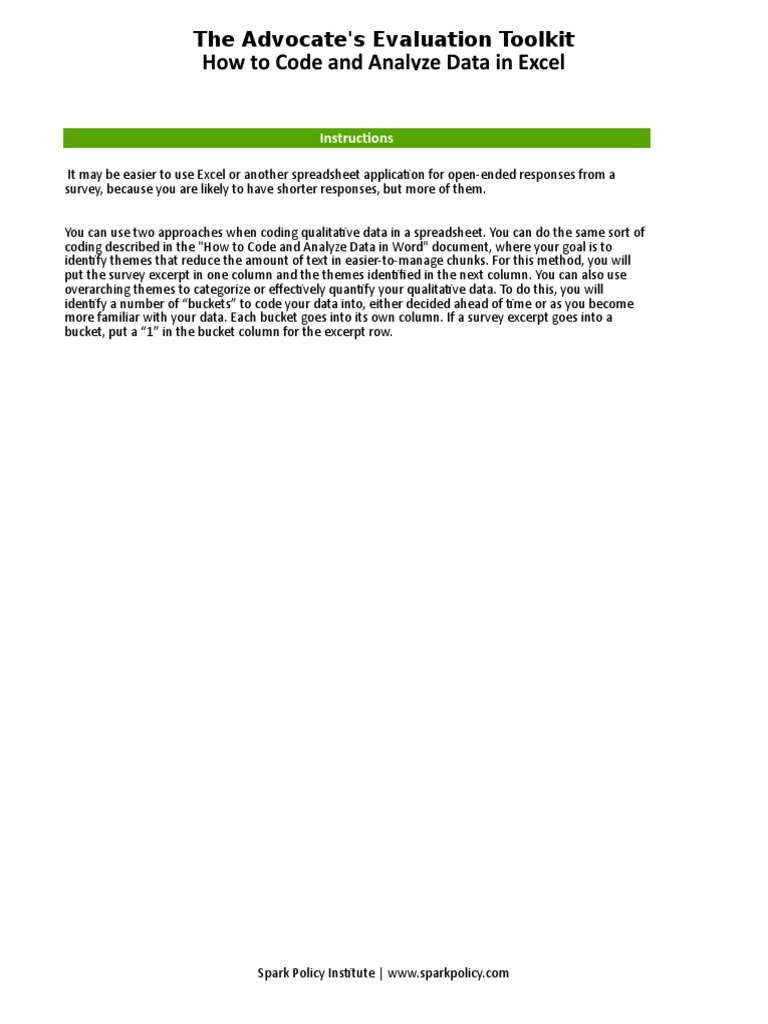 How To Code and Analyze Qualitative Data in Excel1 | PDF | Microsoft ...