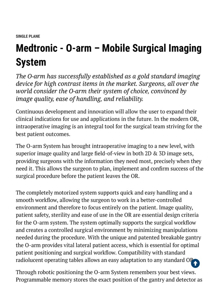 Medtronic O-arm Surgical Imaging System | PDF | Surgery | Medical Imaging