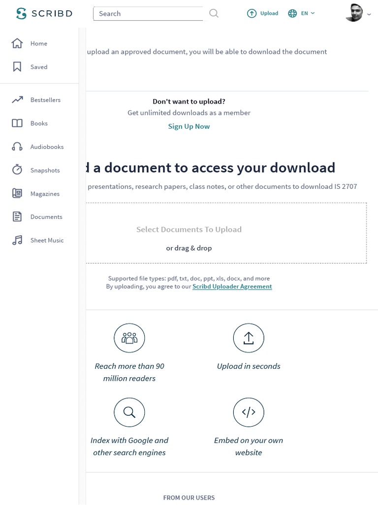 Upload A Document To Access Your Download | PDF | Scribd | Information Technology