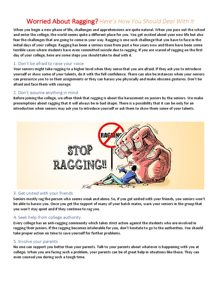 Worried About Ragging?: Here's How You Should Deal With It | PDF