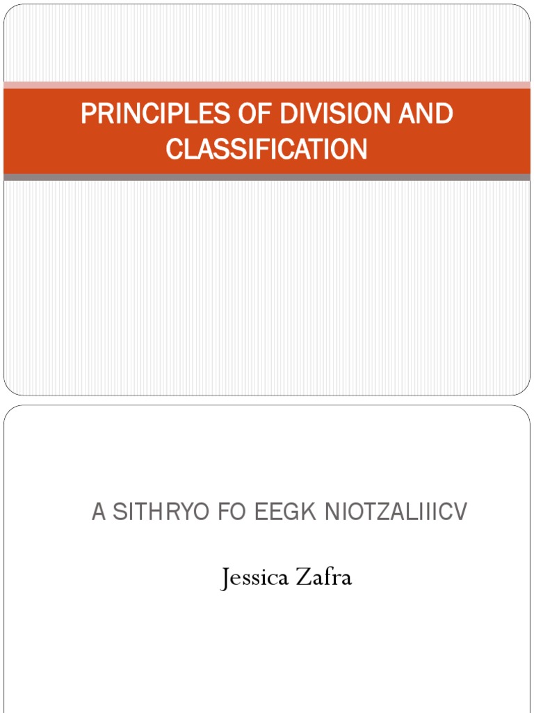 Principles of Division and Classification | PDF