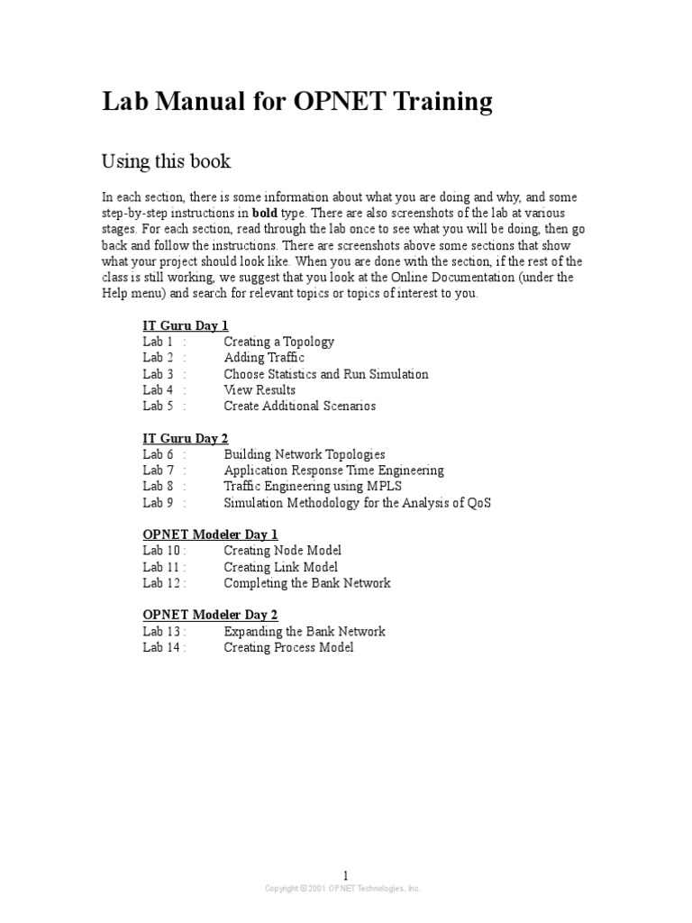 Lab Manual For OPNET Training: Using This Book | PDF | Multiprotocol ...