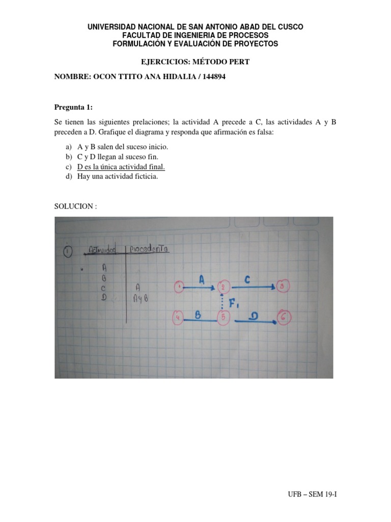 Práctica Diagrama PERT OCON TTITO ANA | PDF
