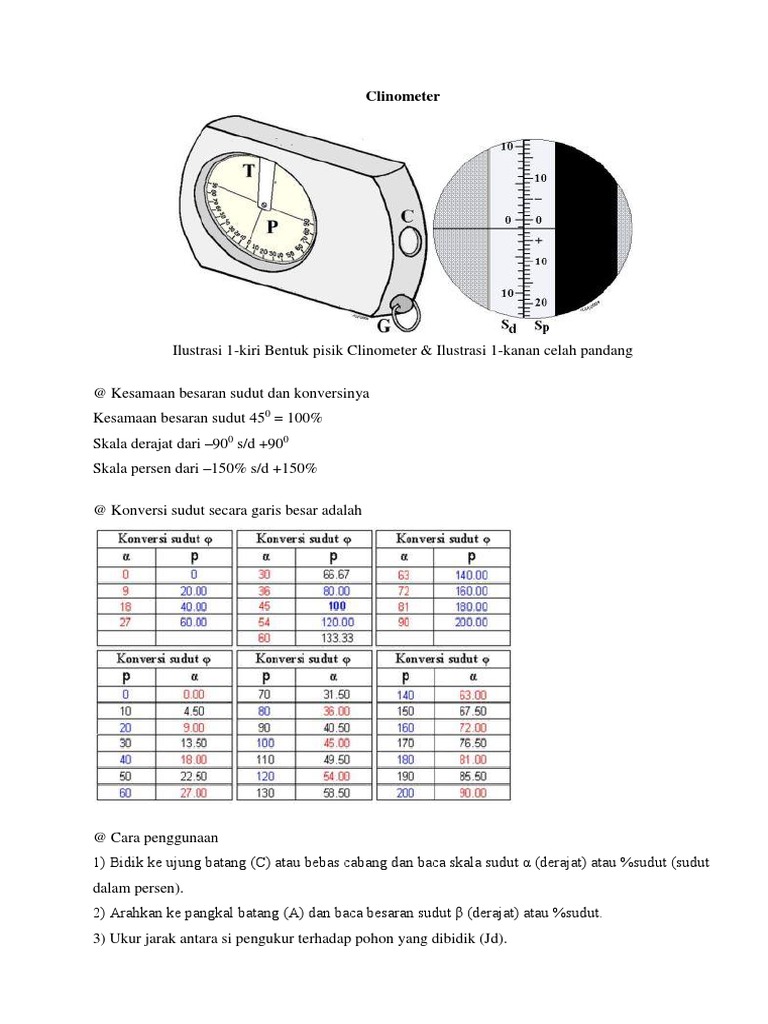 Cara Perhitungan Tinggi Menggunakan Clinometer | PDF