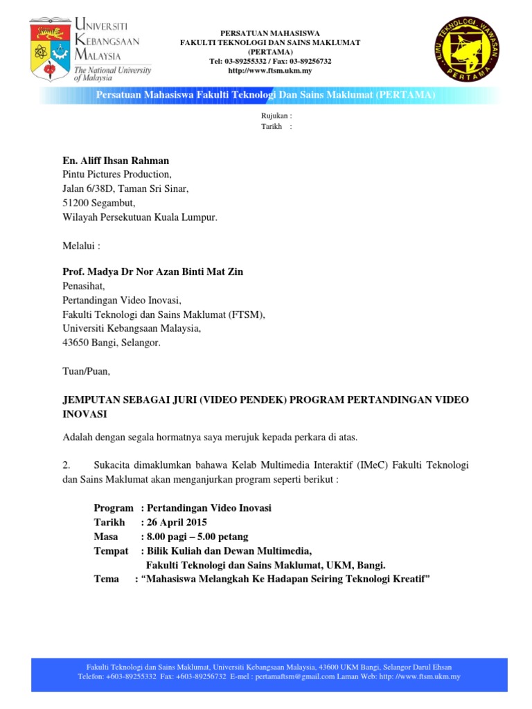 Surat Jemputan Juri | PDF