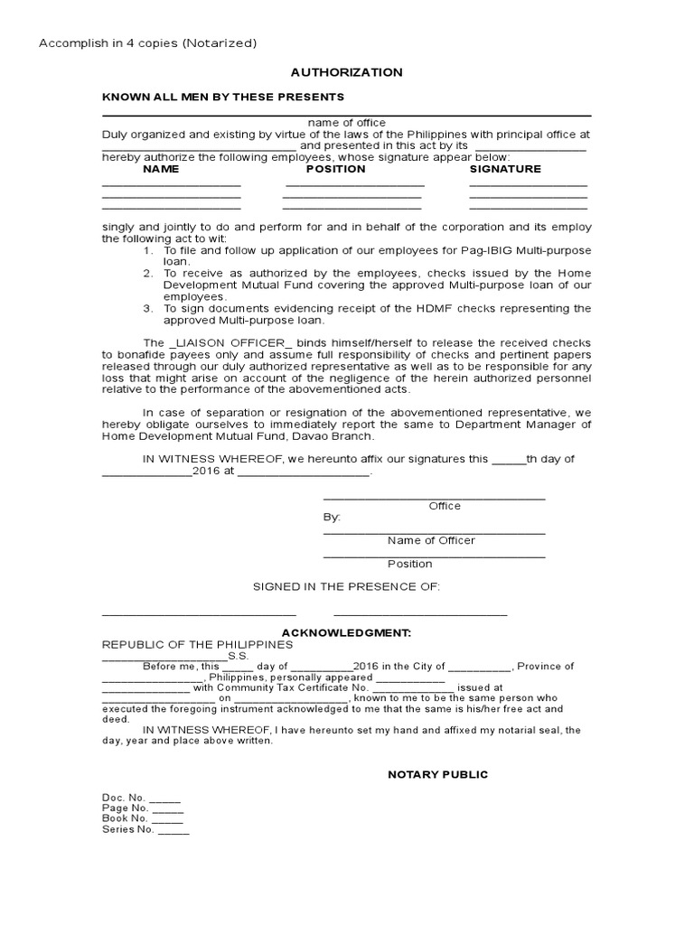 1.authorized Liaison Sample Signature Form | Download Free PDF | Notary ...