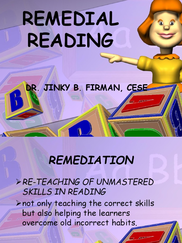 Remedial Reading: Dr. Jinky B. Firman, Cese | PDF | Phonics | Reading ...