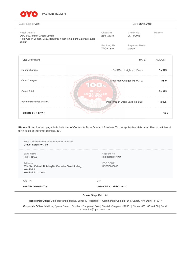 Hotel Details Check in Check Out Rooms: Guest Name: Date | PDF ...