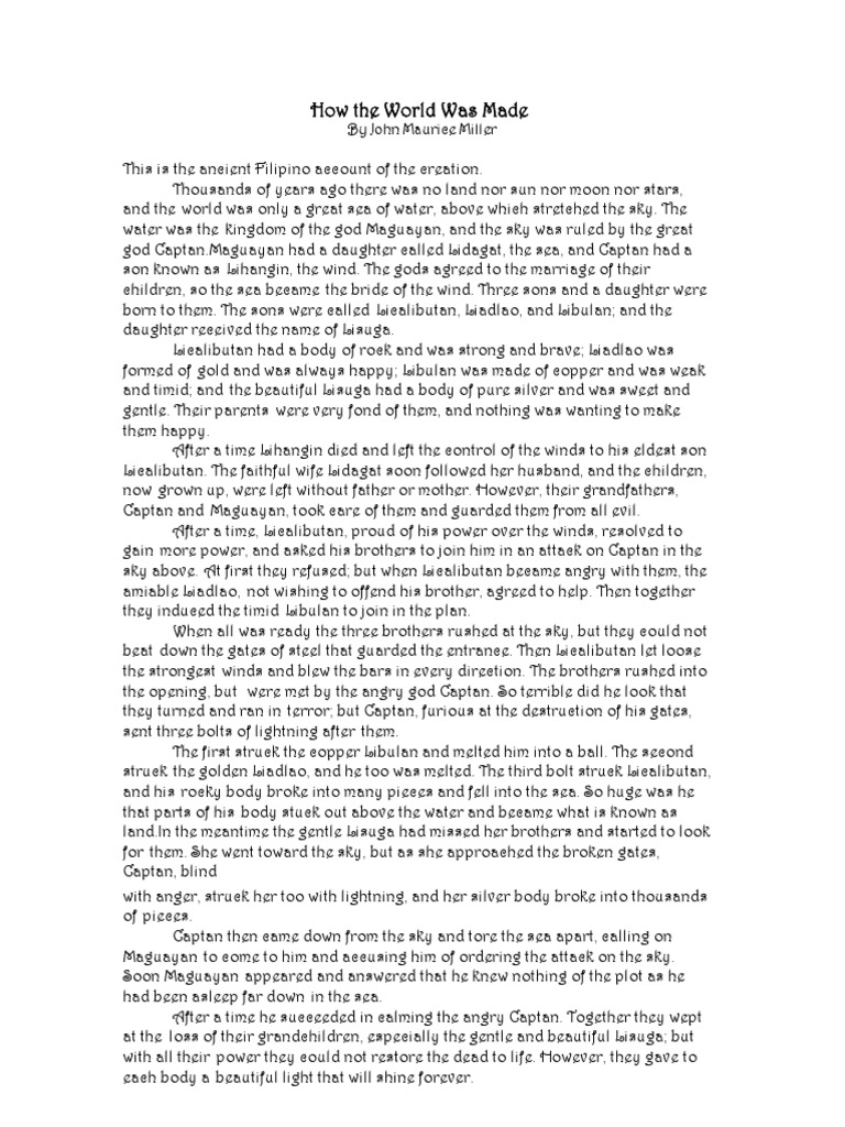 How The World Was Made Myths | PDF | Social Science