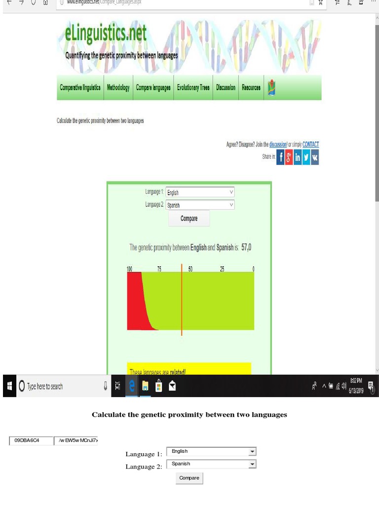 Calculate The Genetic Proximity Between Two Languages: Language 1 ...