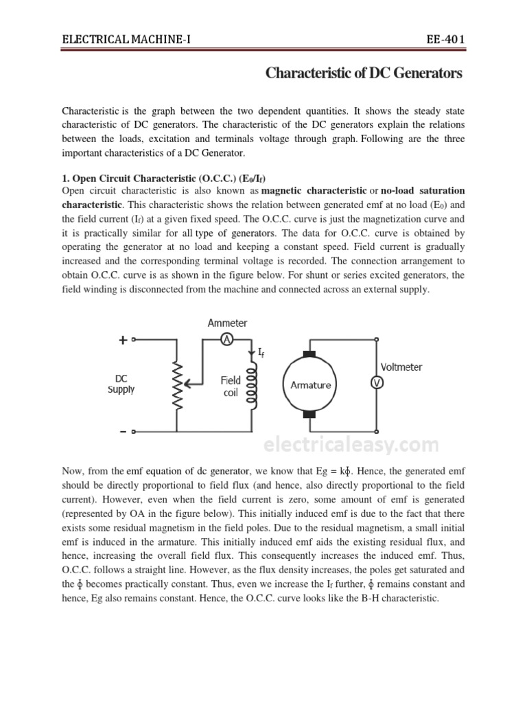DC Generator Characteristics Overview | PDF | Electric Generator ...