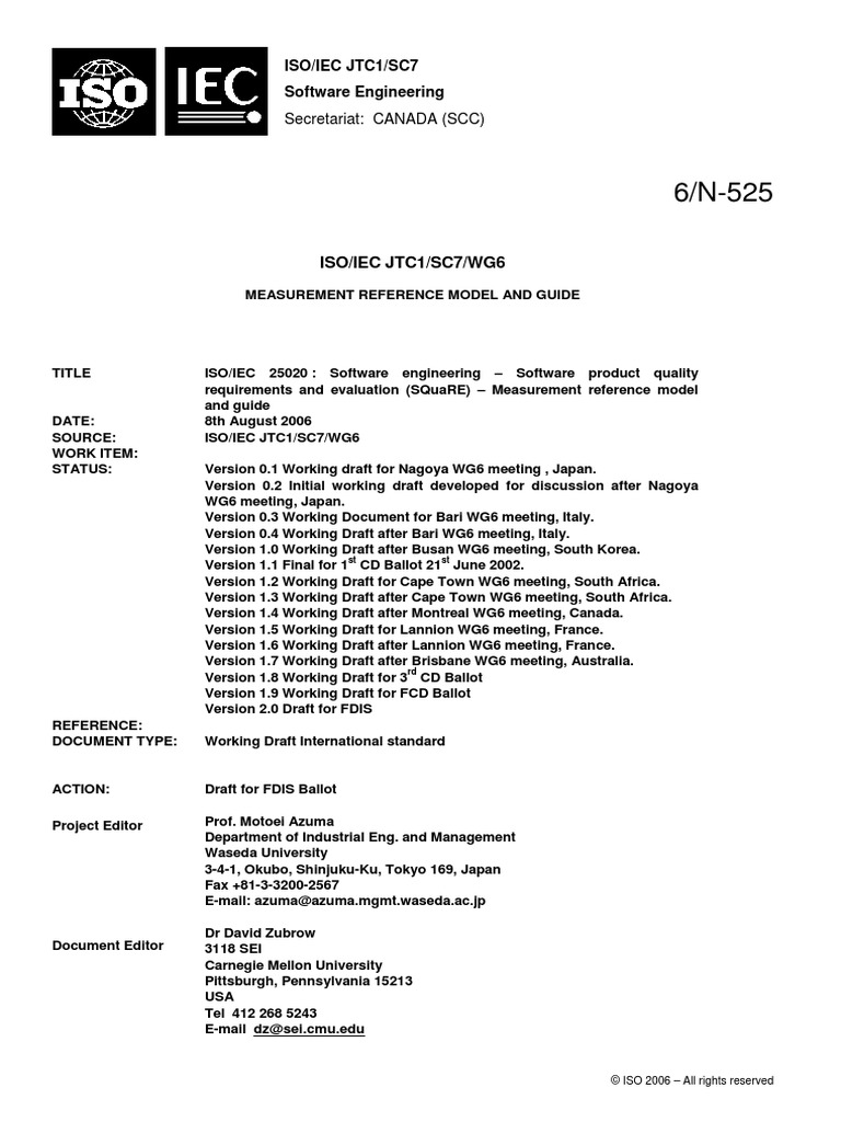 01.ISO 25020 - Modelo de Referencia PDF | PDF | Software Quality ...