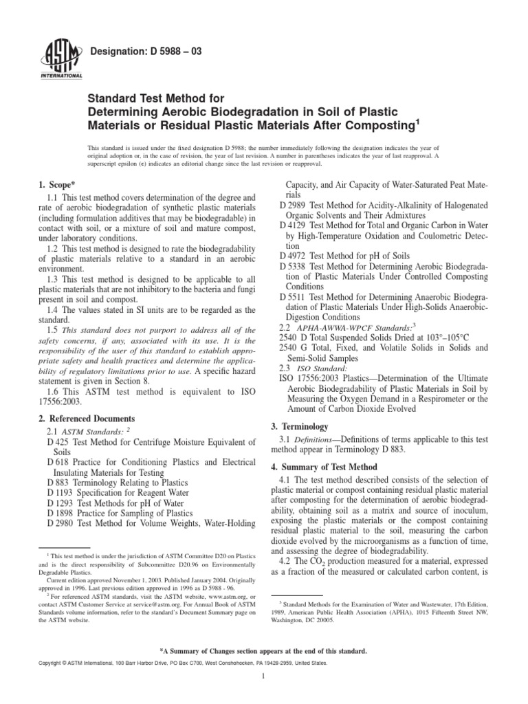 Astm D 5988 - 03 Rdu5odg | PDF | Biodegradation | Soil