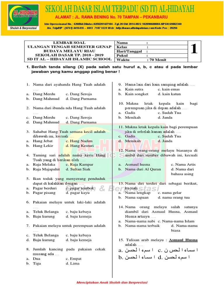 Mid Genap BMR Kelas 5 OK | PDF