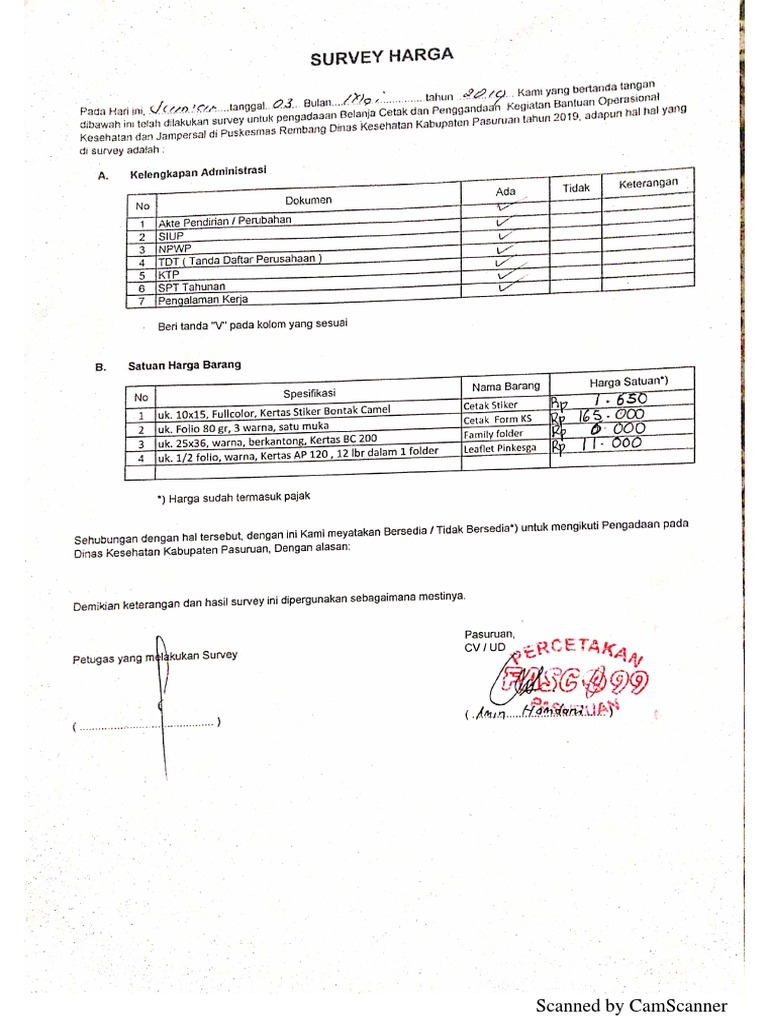 Survei Harga | PDF