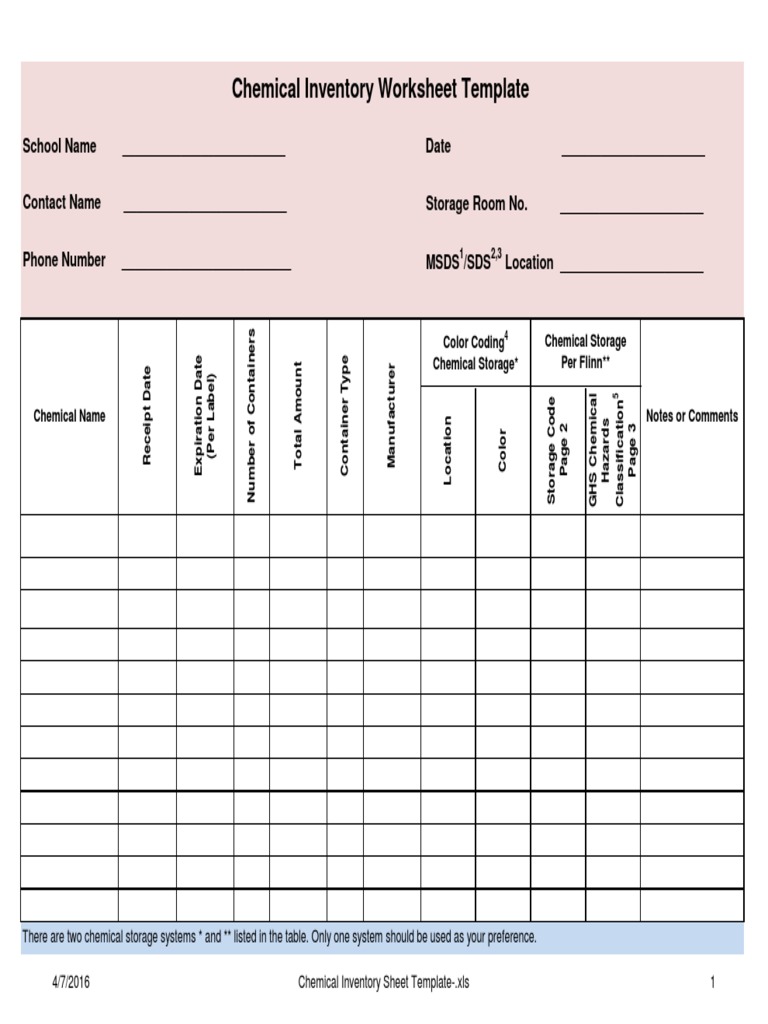 Inventory Worksheet | PDF | Toxicity | Chemical Substances