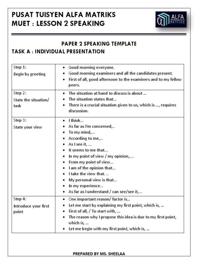 MUET Speaking Paper Tips & Prompts | PDF | Reason | Behavioural Sciences