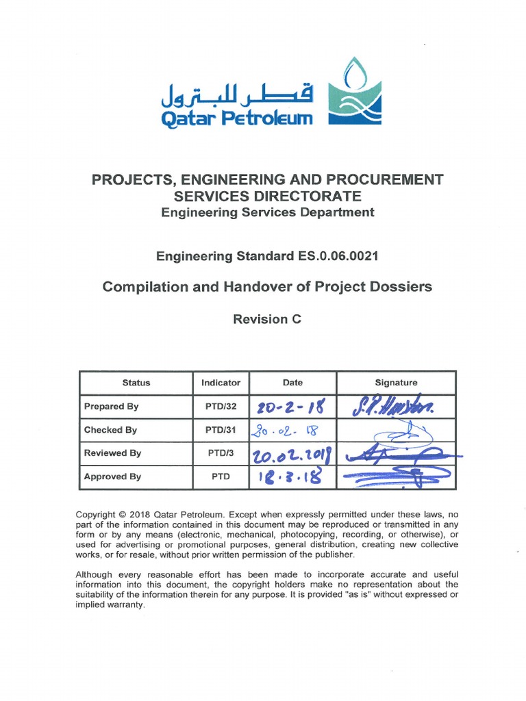 ES.0.06.0021-C - Compilation and Handover of Project Dossier | PDF ...