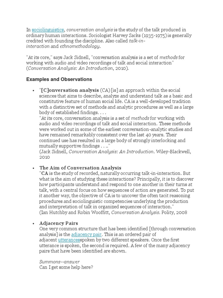 Analyzing Conversation An Introduction To Conversation Analysis Pdf Semiotics Science