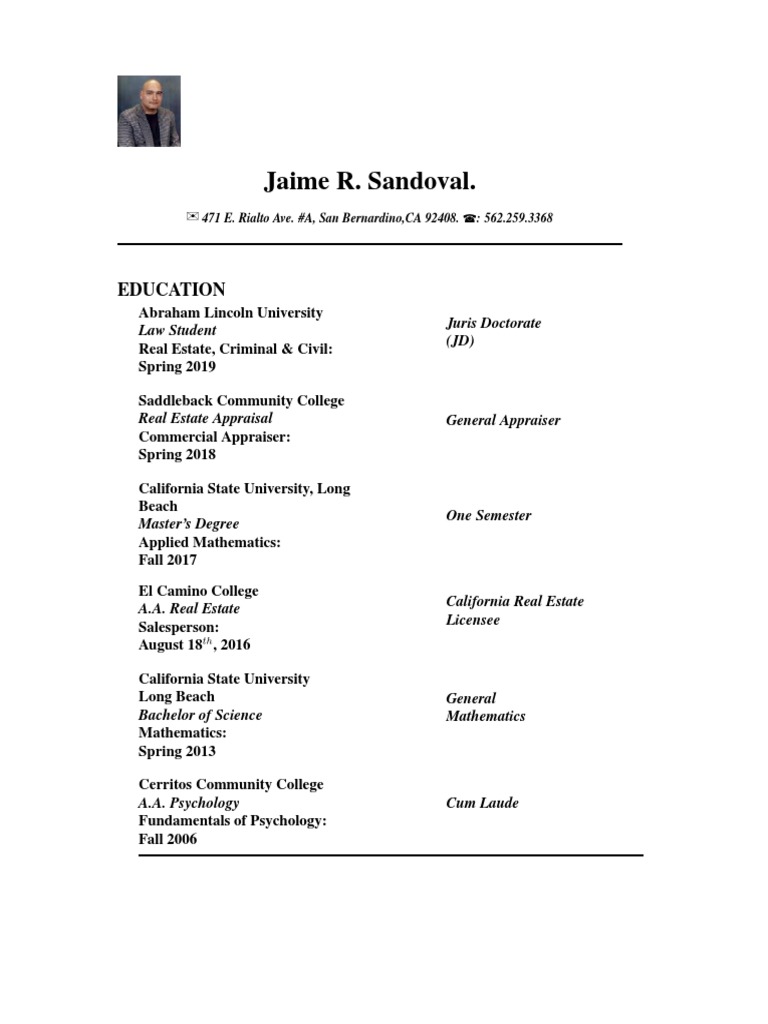 Jaime Sandoval: CA Real Estate Agent | PDF | Legal Education ...