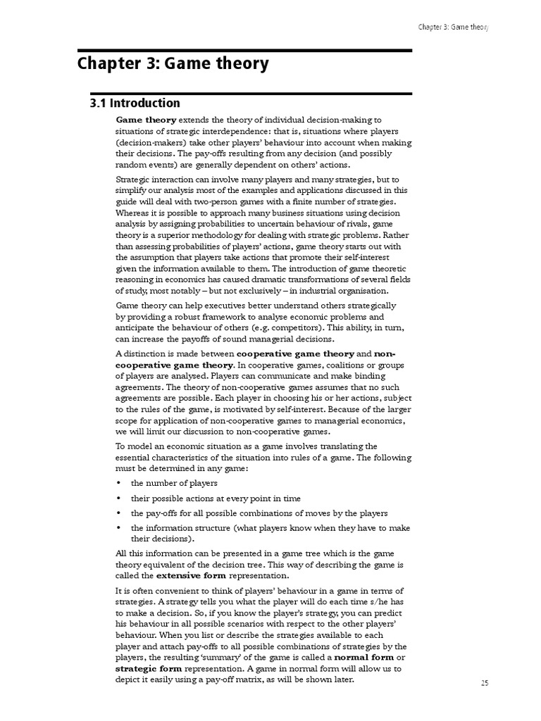 Chapter 3: Game Theory: Game Theory Extends The Theory of Individual Decision-Making To | PDF ...