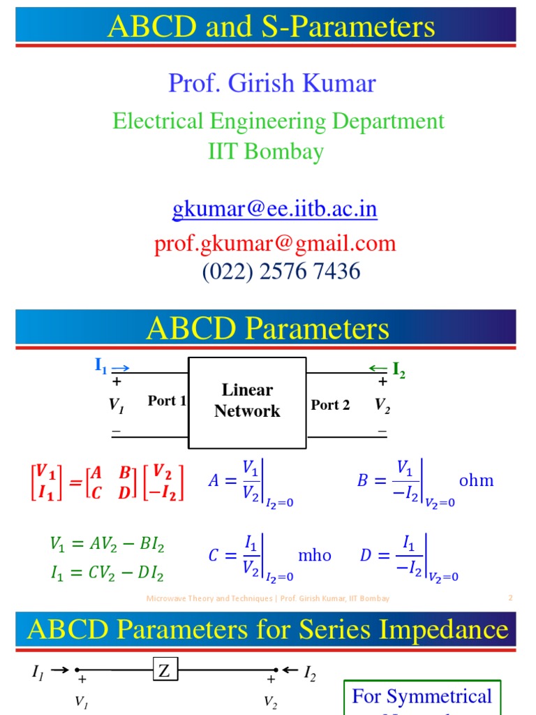 L14 15 ABCD and S Parameters | PDF | Applied Mathematics | Signal Processing