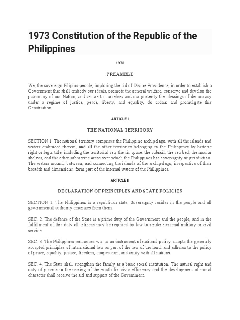 1973 Philippine Constitution | PDF | Supreme Courts | Search And Seizure