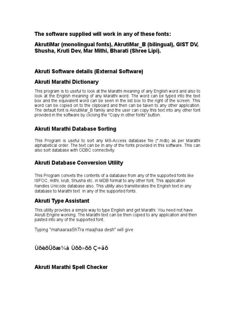 Akruti Font | PDF | Microsoft Word | Digital Technology