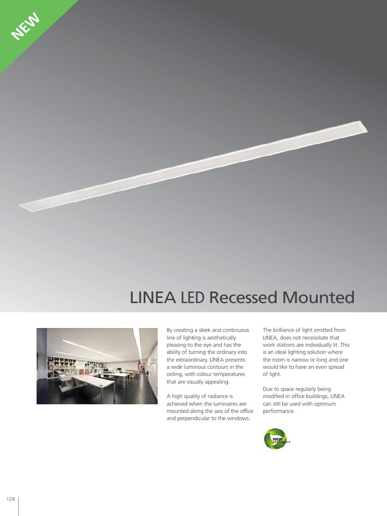 LINEA LED Recessed Mounted: Eae Lighting | PDF | Lighting | Components