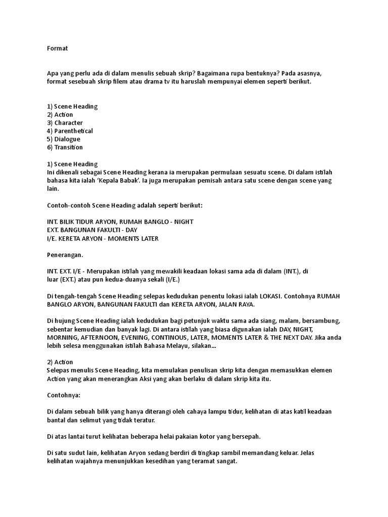 Format Penulisan Skrip | PDF