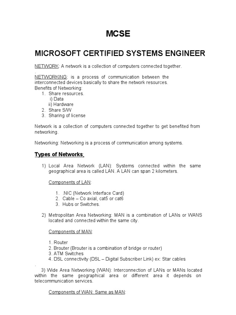 MCSE Word | PDF | Network Topology | Active Directory