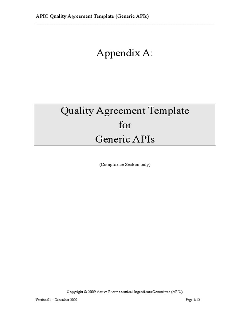 Quality Agreement Guideline Final December 2009 Clean Appendix A | PDF ...