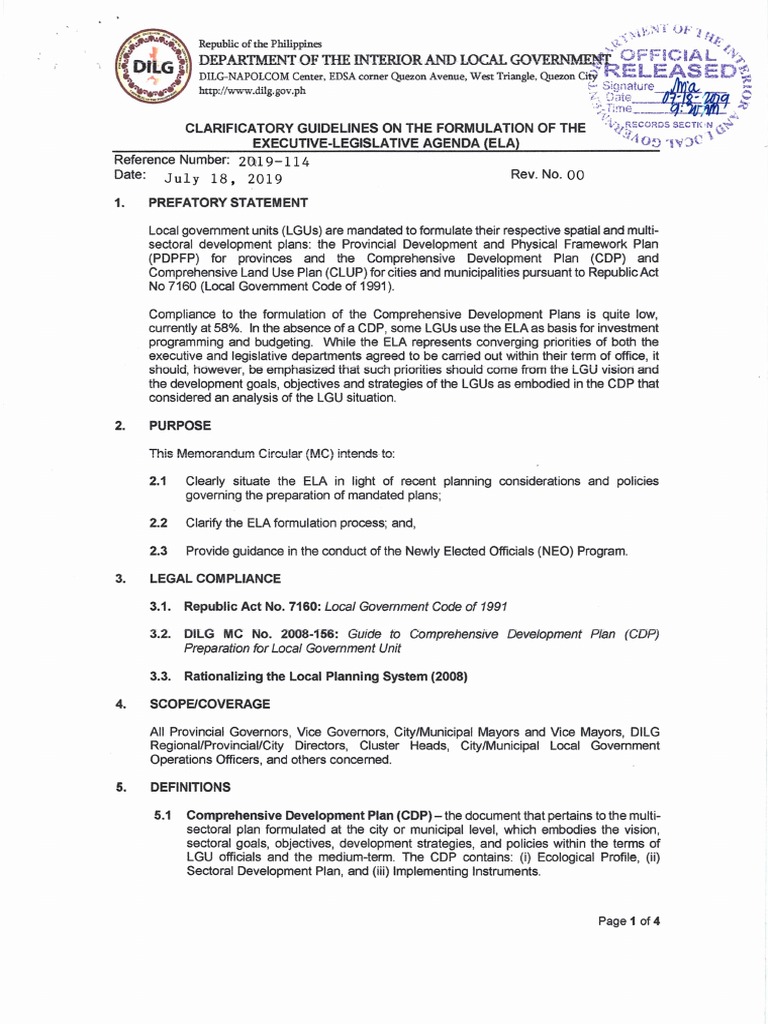 Executive-Legislative Agenda (ELA) | PDF