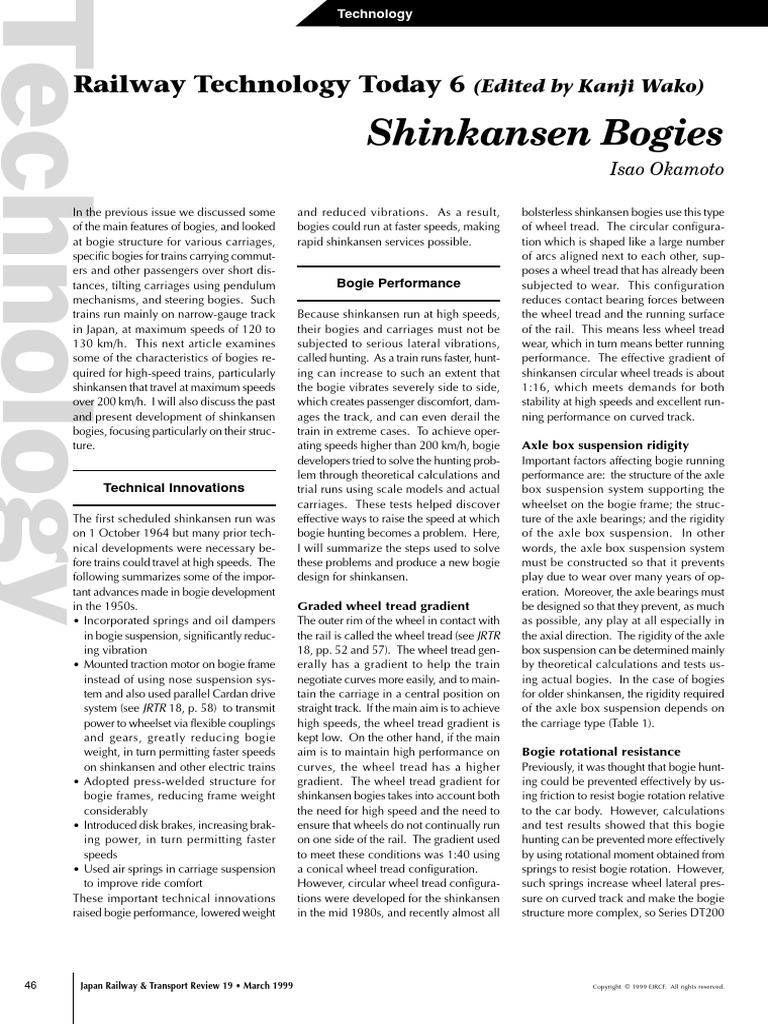 Data Bogie Shinkansen | Download Free PDF | Suspension (Vehicle) | High ...