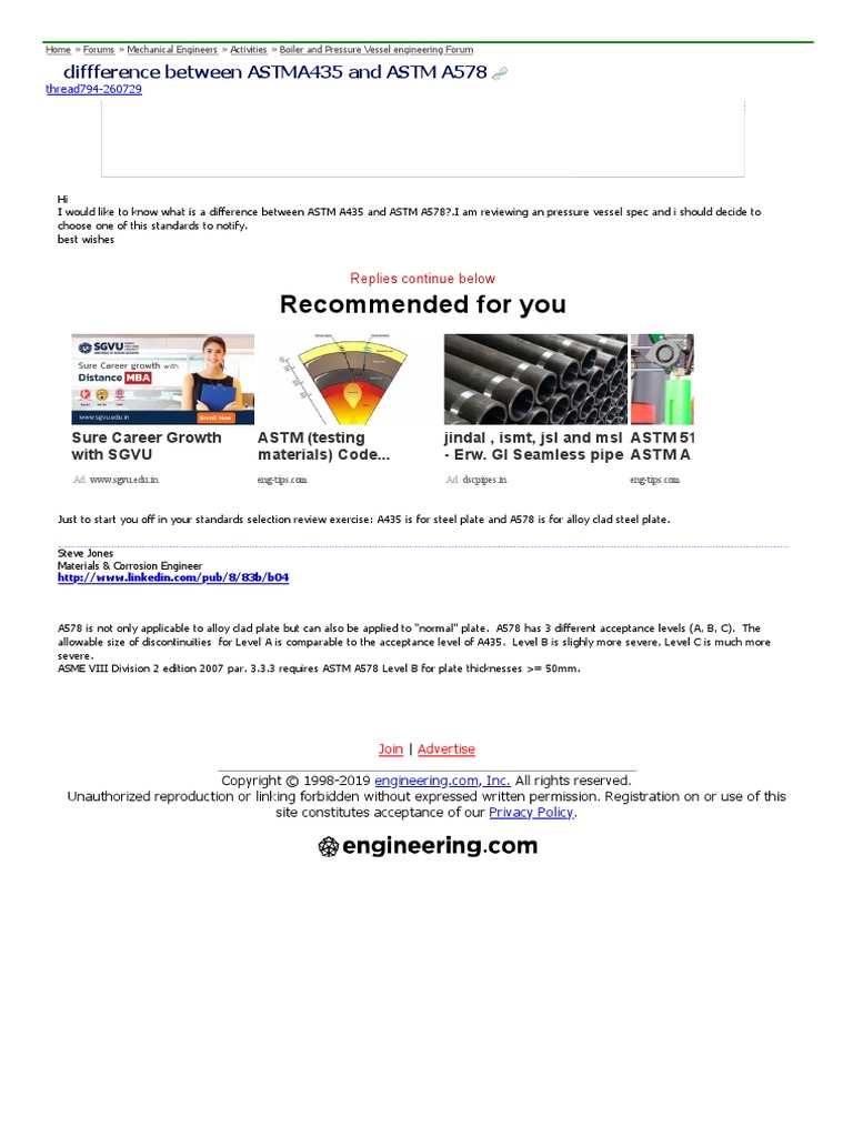 Difference Between ASTM A435 and ASTM A578 | PDF | Building Materials ...