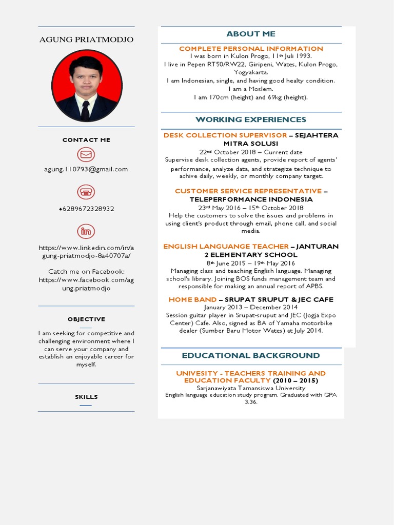 CV Agung Priatmodjo | PDF | Cognition | Computing