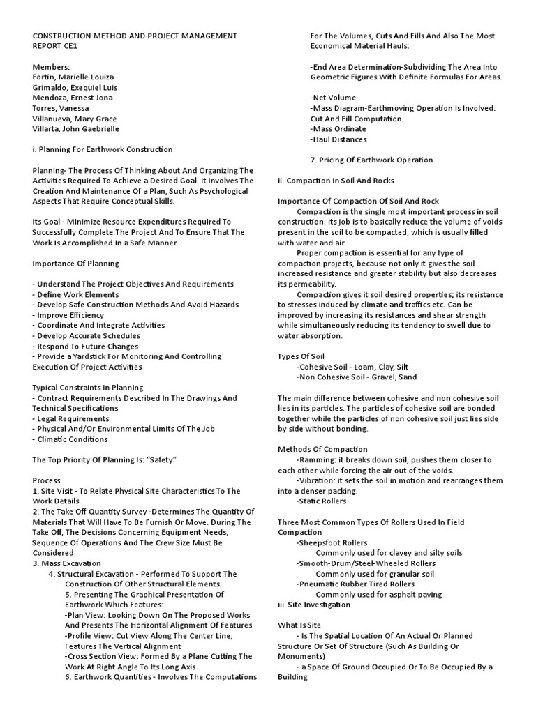Construction Method and Project Management Report | PDF | Deep ...
