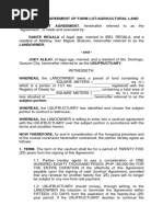 Usufruct Agreement Sample Form | PDF | Property | Government