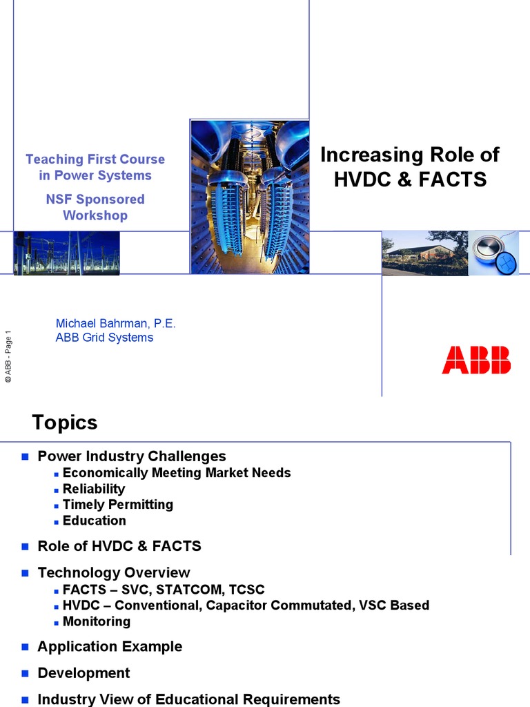 Bahrman Role of HVDC & FACTS | PDF | High Voltage Direct Current | Electric Power Transmission
