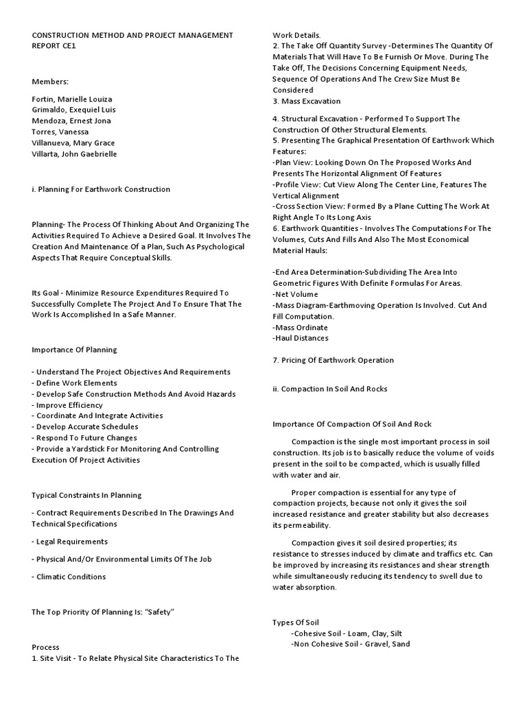 Construction Method and Project Management Report | PDF | Deep ...