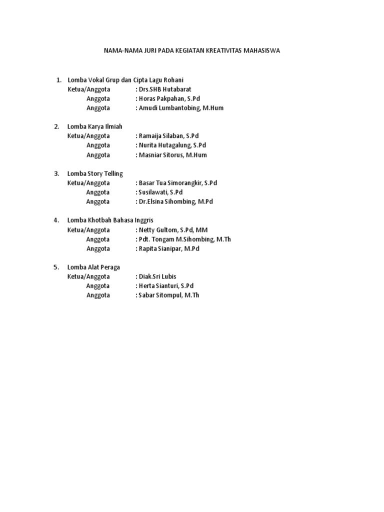 Nama Juri | PDF