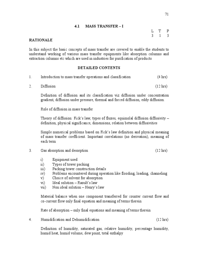 4.1 Mass Transfer - I | PDF | Chemical Reactor | Heat Exchanger