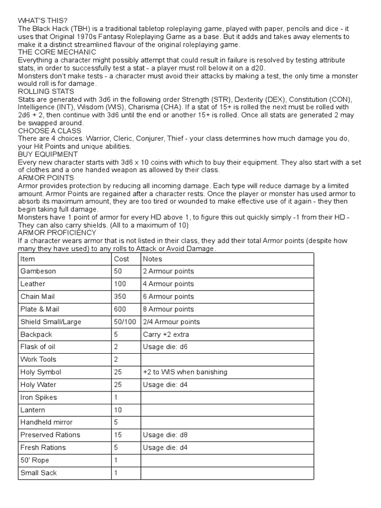 The Black Hack Print Friendly | PDF | Leisure