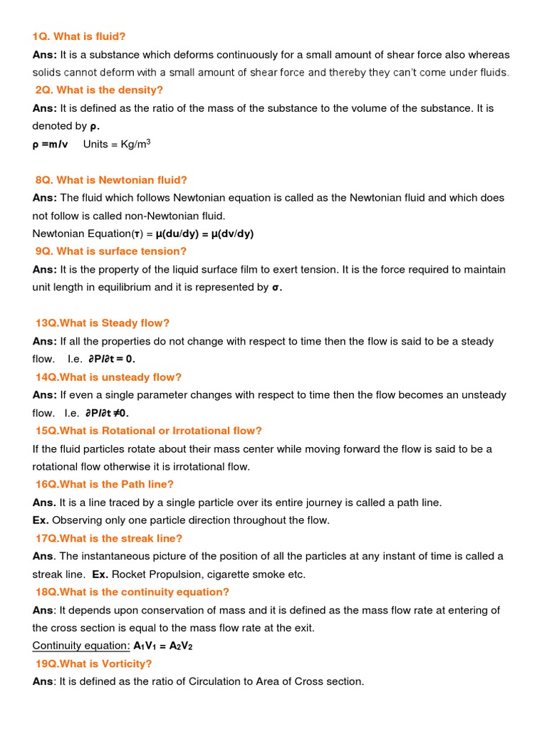 Fluid Mechanics Questions and Answers | PDF | Fluid Dynamics | Flow ...