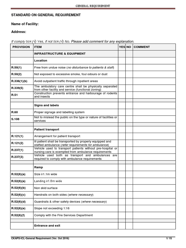 CKAPS General Requirements Checklist | PDF | Health Care | Nursing