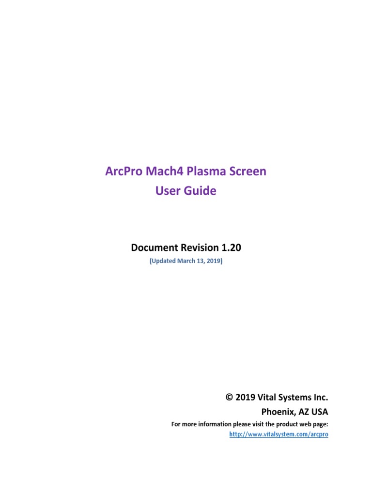 Arcpro Mach4 Plasma Screen User Guide: Document Revision 1.20 | PDF ...