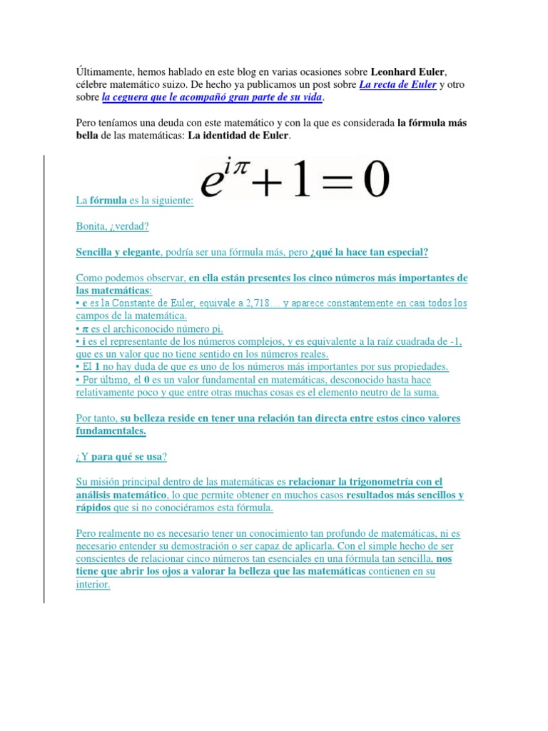 Para Que Se Usa La Identidad de Euler | PDF
